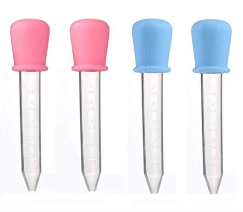 HLLMX 4 PCS Liquid Droppers Silicone and Plastic Pipettes for Kids Candy Mold, Gummy Bear, Gelatin Maker, Oil Science[ The capacity of 5 ml]