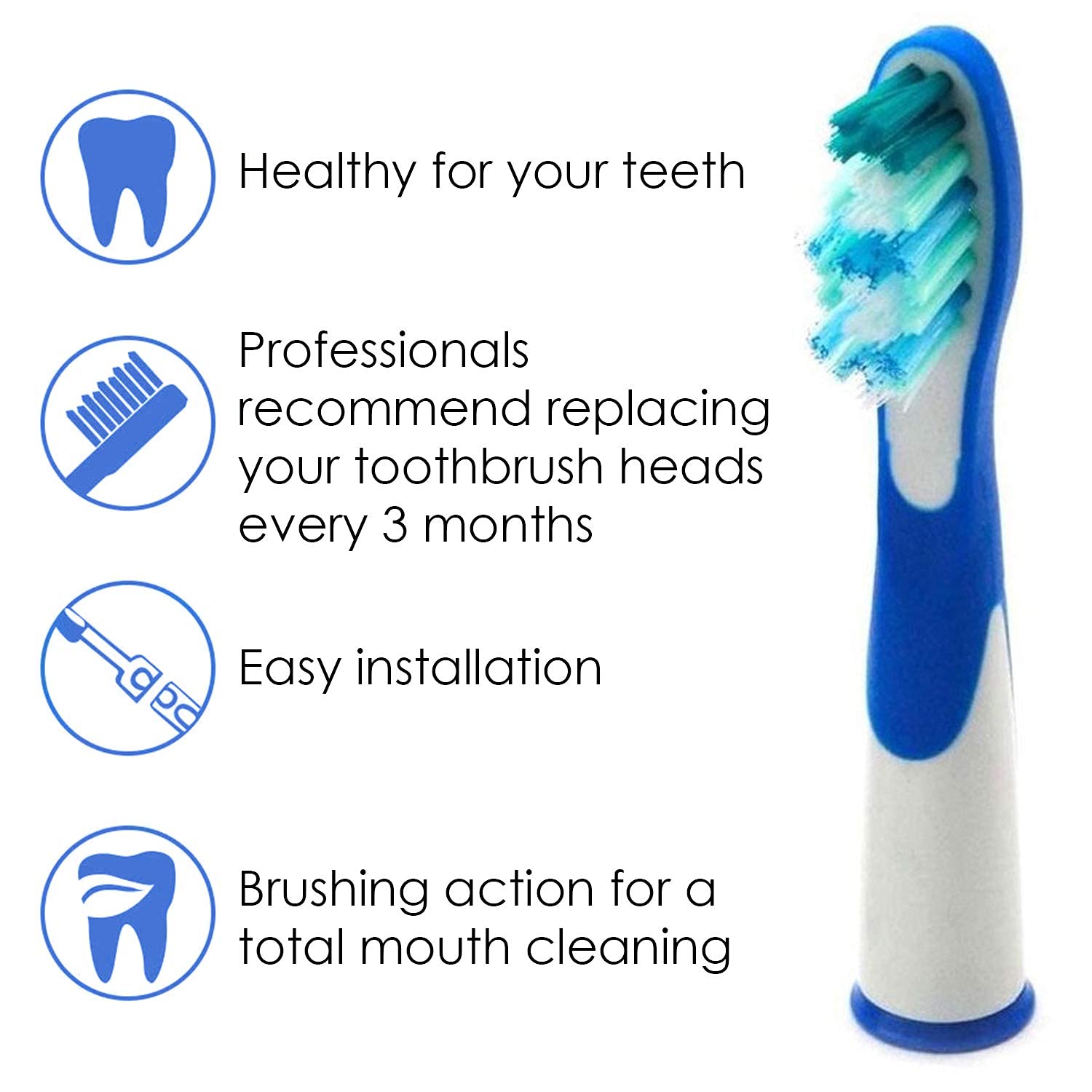 Replacement Toothbrush Heads for Oral B Sonic Complete Brush Heads Refills 4 Pack Oralb Braun Compatible Replacement Brush Heads for Sonic, Sonic Complete & Vitality Sonic Oral-B Electric Base