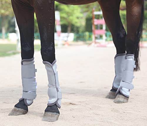 Horse Fly Boots - Fly Horse Boots Perfect for Equine Leg Wraps and Maximum Horse Fly Protection Set of 4 (Grey, Pony)