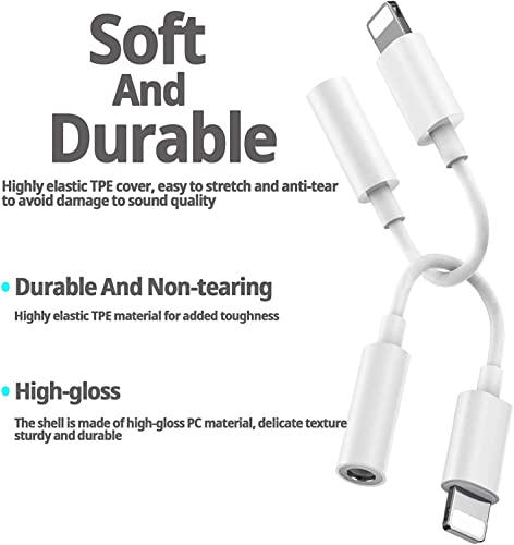 Lightning to 3.5 mm Headphone Jack Adapter, [Apple MFi Certified] 2 Pack iPhone 3.5mm Headphones/Earphones Jack Aux Audio Dongle Adapter Compatible with iPhone 13 12 11 XS XR X 8 7 SE [Not for Call]