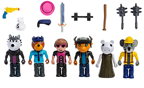PIGGY Action Figure 6 Pack - Six 3.5" Articulated Buildable Toys with Exclusive MiniToon Figure, 9 Accessories, Series 2, includes DLC