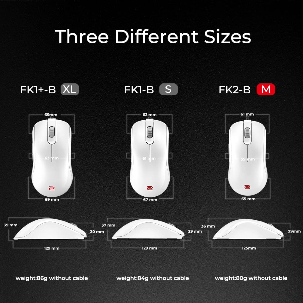 BenQ Zowie FK2-B Special Edition V2 White Symmetrical Gaming Mouse for Esports |Regular Weight | Paracord Cable & 16-Step Scroll | Driverless | Glossy Coating | Medium Size