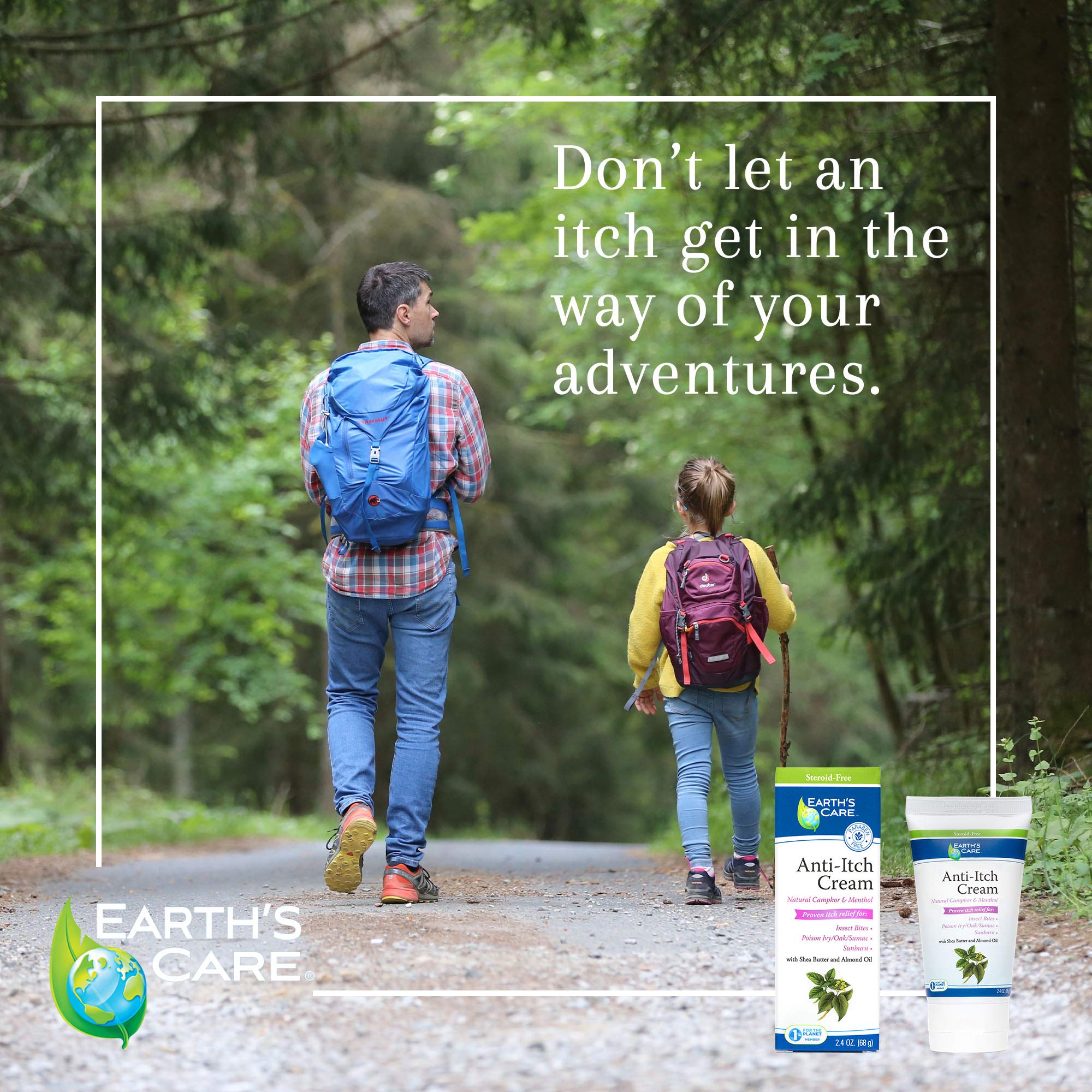 Earth's Care Anti Itch Cream - Extra Strength - Soothes Sunburns, Rashes and Minor Skin Irritation 2.4 OZ (3 Tubes)