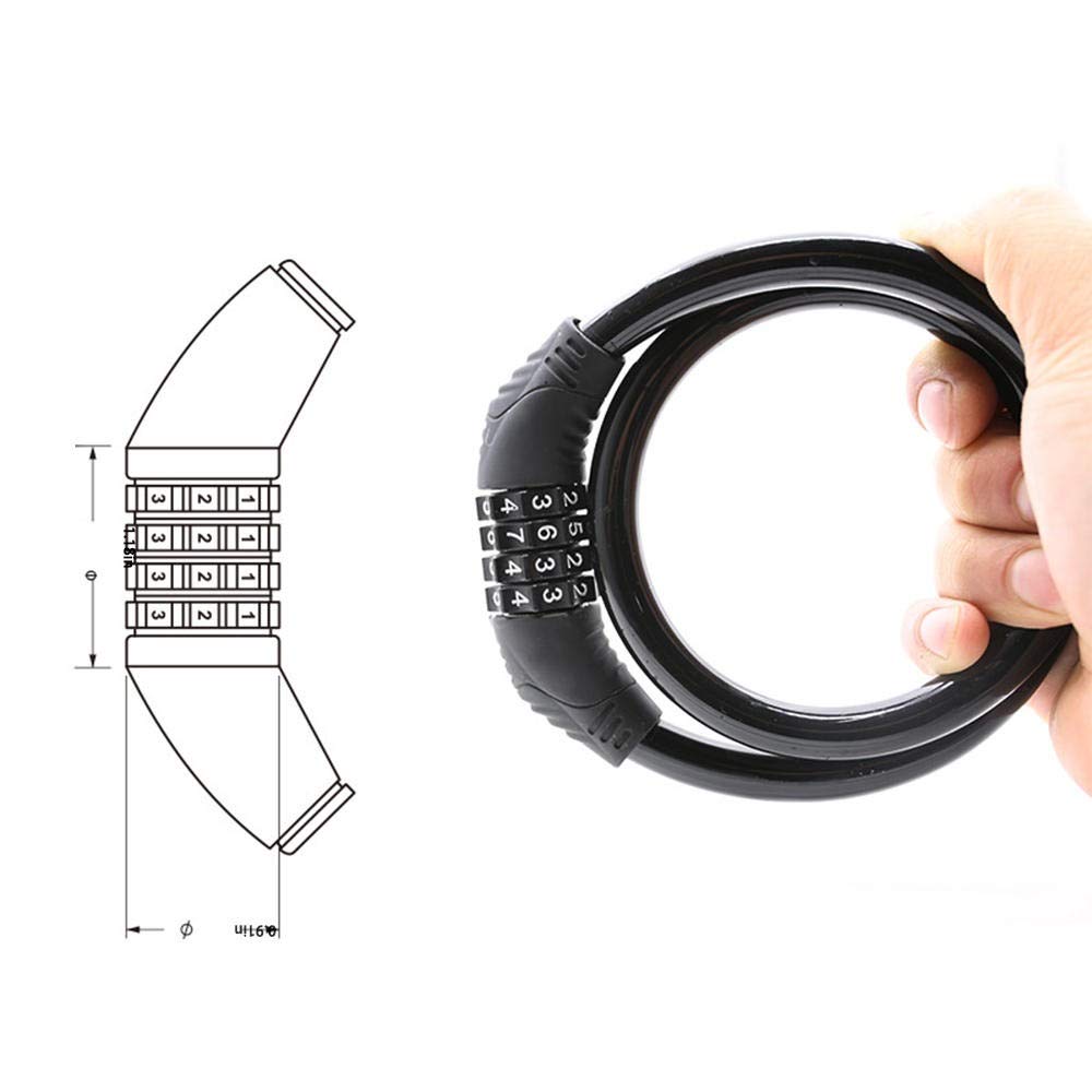 Bicycle Lock Bike Password Lock Anti-Theft Combination Number Code Bicycle Lock Steel Cable Chain Security Safety Lock Bike Cycle Accessories Bike Lock