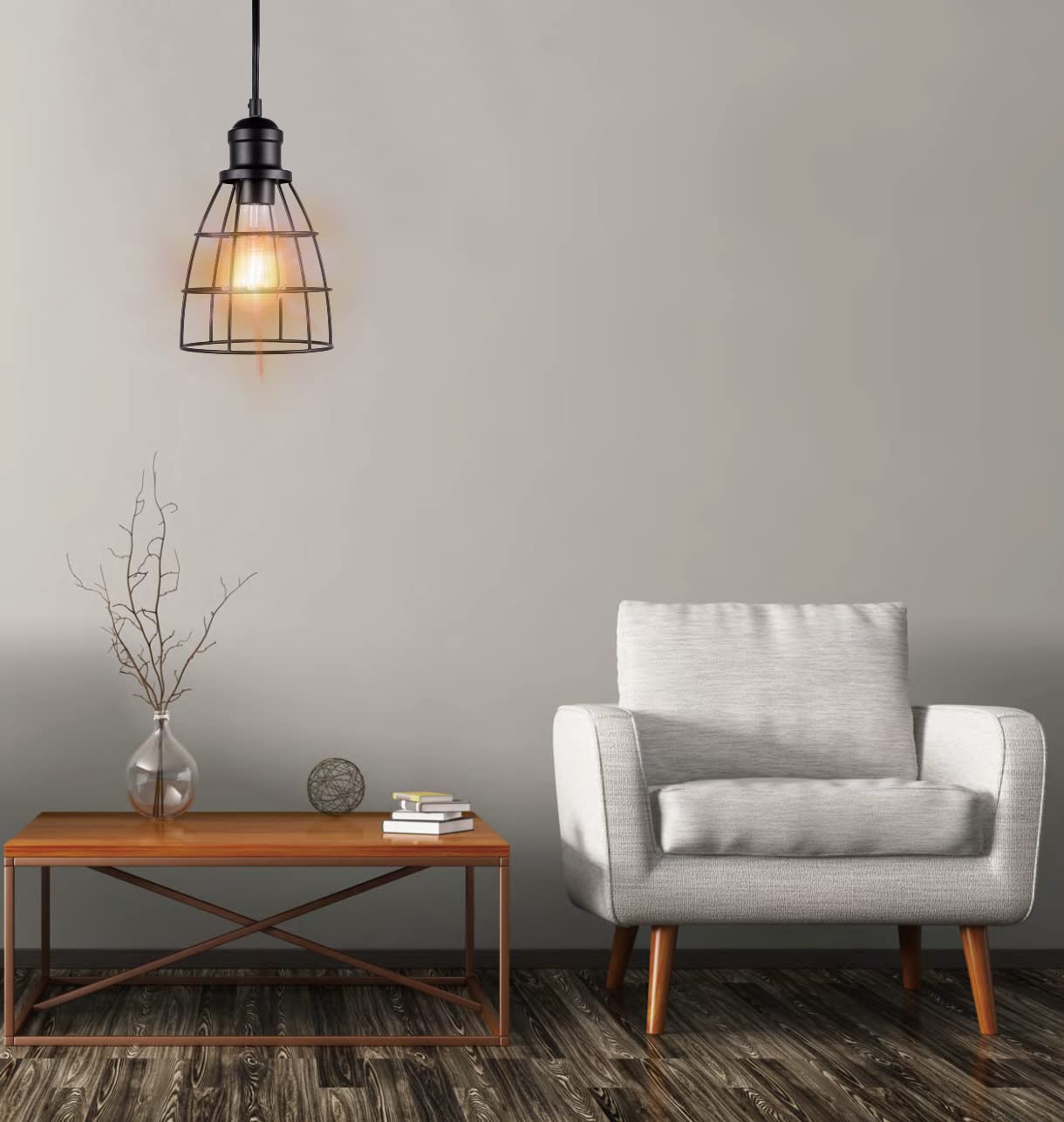 LIT-PaTH Plug in Pendant Lighting, Hanging Light Kits with ON/Off Switch, 15 Feet Cord, Bulbs Not Included, Black, 2-Pack