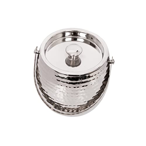 Colleta Home Hammered Ice Bucket – Ice Bucket with Tongs – Insulated Ice Bucket with Lid – Double Wall Ice Bucket 2 Quarts