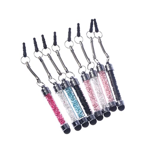 Hemobllo Mini Stylus Pen - 8 Pcs Crystal Capacitive Stylus Universal Touch Screen Pen Portable Stylus Pens with 3.5mm Jack Stylus for Smartphones Tablets Touch Screens (Random Color)