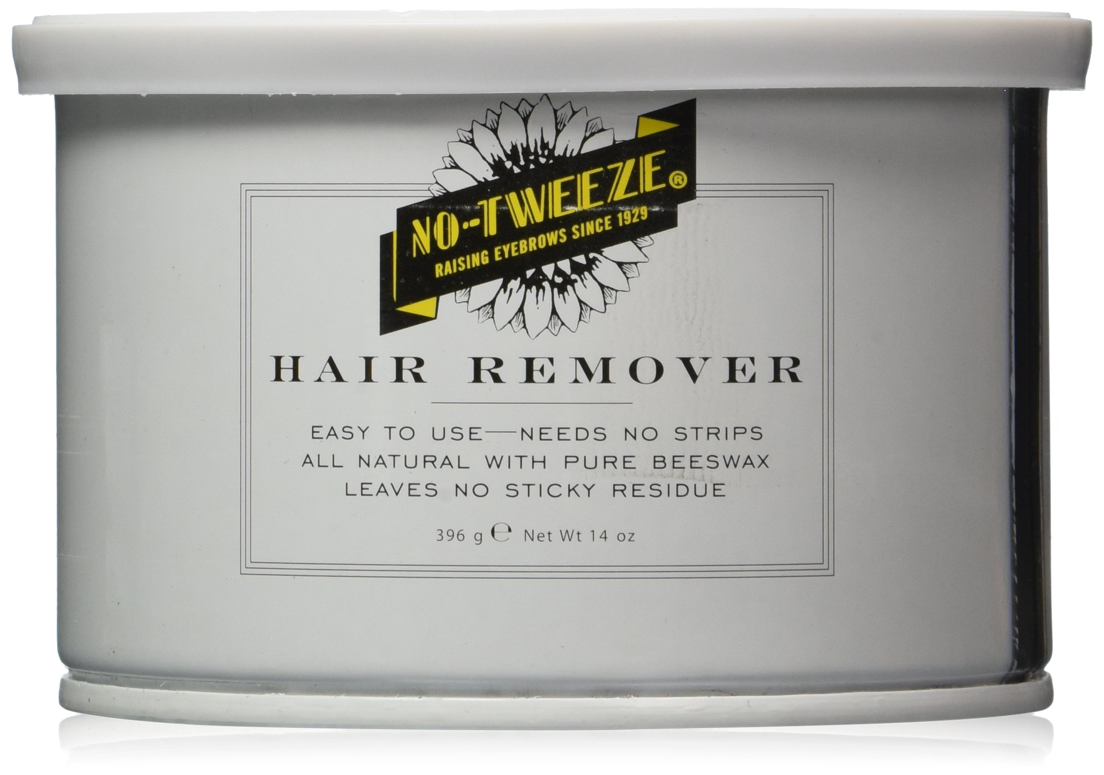 No-Tweeze Hair Removal Wax - All-Natural Beeswax Formula, Strip-Free Waxing for Face, Eyebrow & Body, Easy to Use, Non-Sticky Residue, 14 oz