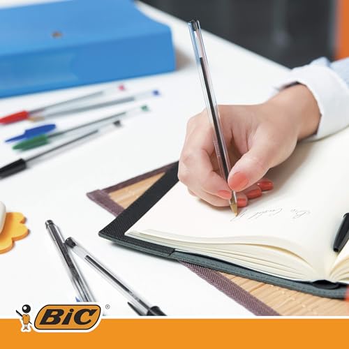 Bic Cristal Original Ballpoint Pens, Medium Point (1.0 mm) Every-Day Writing Pens with Clear Barrel, Blue, Box of 50