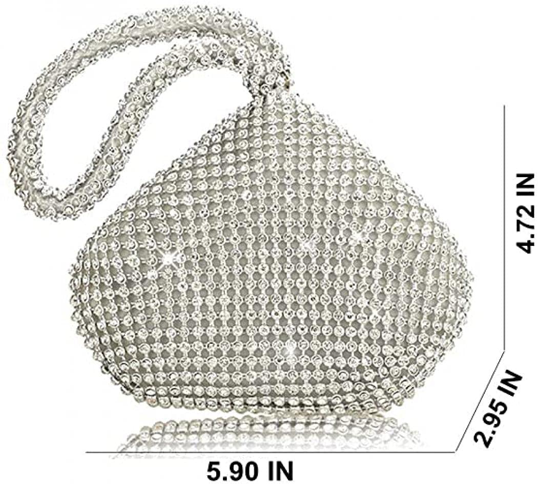 Women's Evening Bag Rhinestone Purse Handbags Triangle Style Chain Clutch Purse Bag Sparkly Party Prom Wedding Purse (Gold)
