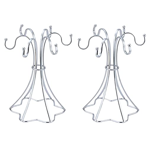 Hemoton 2 Pack Stylish Steel Mug Home Storage Mug Hooks Coffee Cup Stand Coffee Mug Tree Tree Holder Stainless