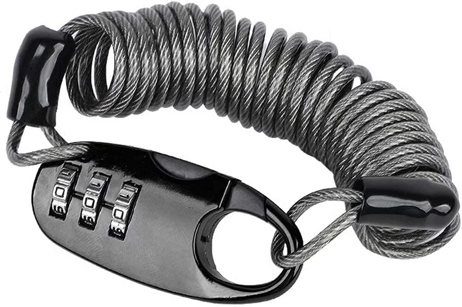 Bicycle Locks Heavy Duty Anti Theft Bike Lock Bike Cable Locks, Portable Anti-Theft Mini 90cm Elastic Stretch Ultralight 3-Digit Password MTB Bicycle Lock (Color : Black)