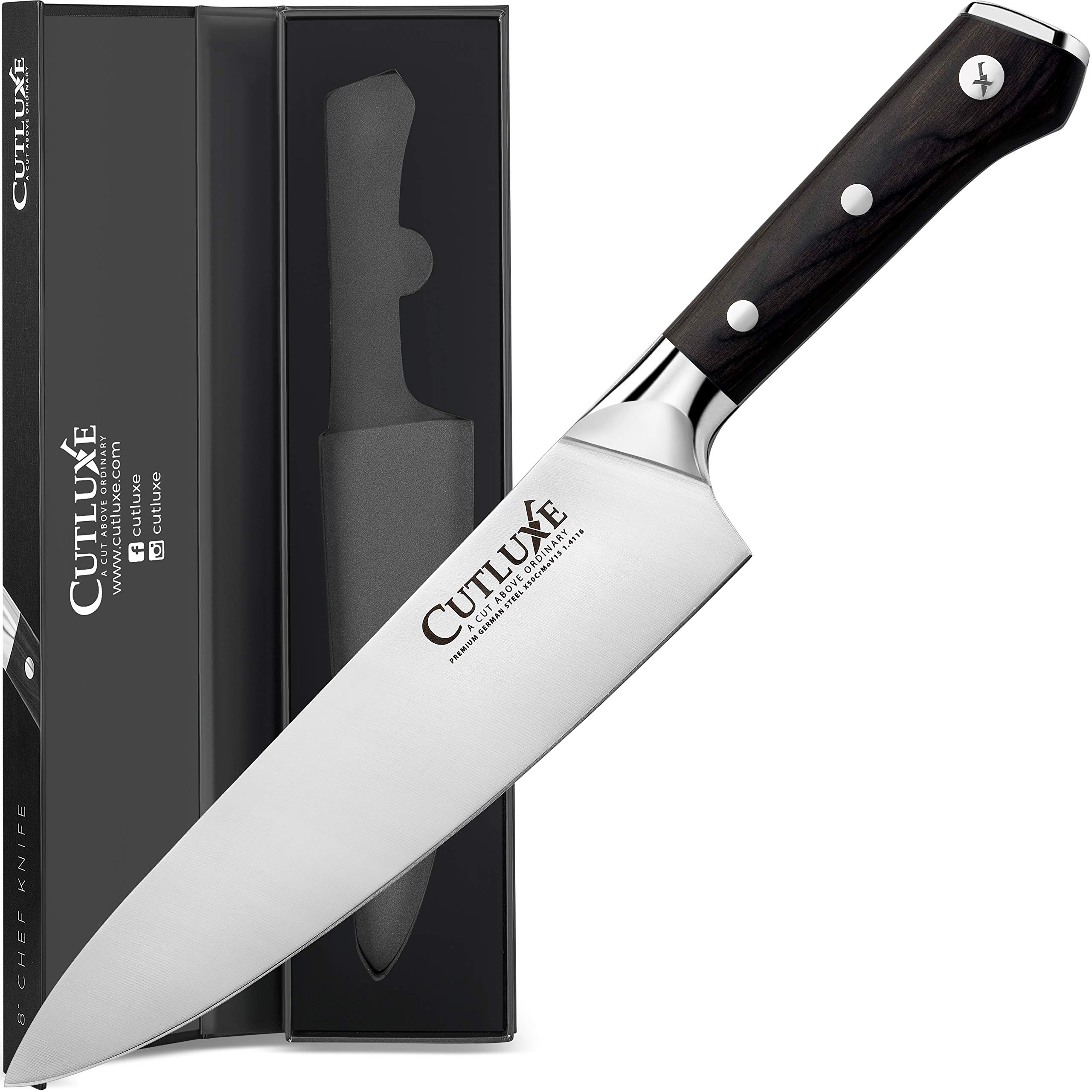 Cutluxe Cleaver Knife, Carving Knife & Chef Knife– Forged High Carbon German Steel – Full Tang & Razor Sharp – Ergonomic Handle Design – Artisan Series