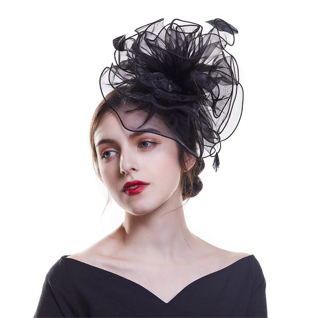 British Royal Wedding Hat Feather Flowers Clip Hat Bridal Hair Accessories Hats a