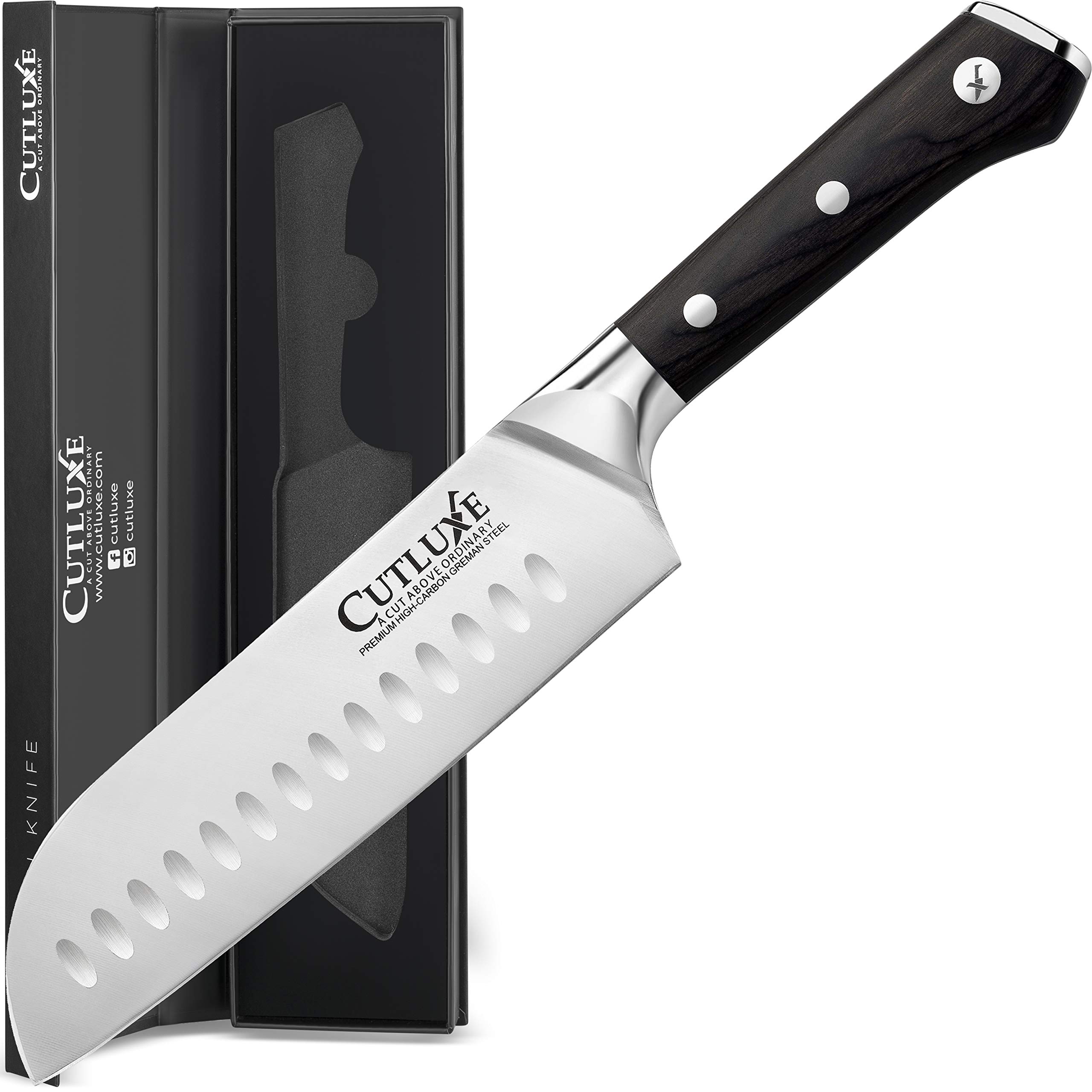 Cutluxe Santoku Knife, Utility Knife & Paring Knife β Forged High Carbon German Steel β Full Tang & Razor Sharp β Ergonomic Handle Design β Artisan Series