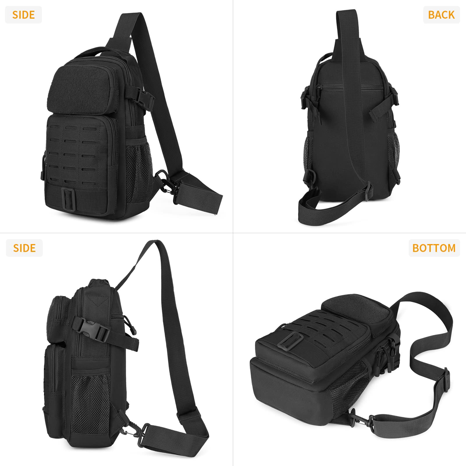 Pinprin Tactical Chest Bag Military Molle Sling Bag Waterproof Outdoor Shoulder Bag