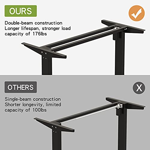 Radlove Electric Standing Desk 48 x 24 Inches, Height Adjustable Computer Desk Sit Stand Desk Home Office Desks with Splice Board and A Under Desk Cable Management Tray, Rustic Brown Top/Black Frame