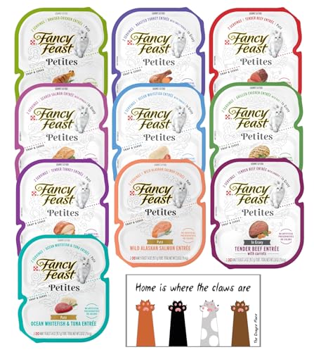 Fancy Feast Petites Gourmet Wet Cat Food Gravy & Pate Grain-Free Twin Packs All 10 Flavors, 20 Servings