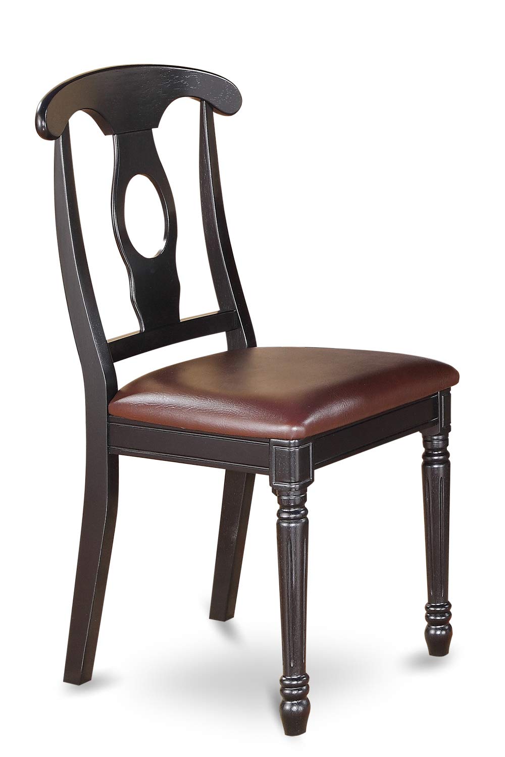 East West Furniture DLKE3-BCH-LC 3 Piece Modern Dining Table Set Contains a Round Wooden Table with Dropleaf and 2 Faux Leather Kitchen Dining Chairs, 42x42 Inch, Black & Cherry