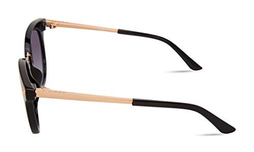 GUESS Women's Stud Acccent Round Sunglasses, Shiny Black, 52mm