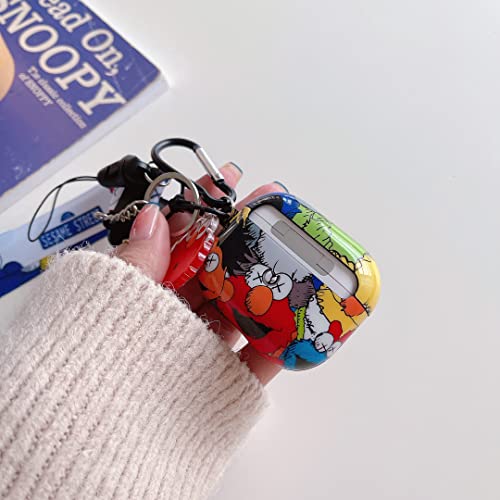 Fancy Funny Personalised and Unique IMD Process TPU Soft Airpods 3rd Generation Case,with Sesame Family Lanyard Keychain Airpods 3rd Generation Case Cover(2021 Release)