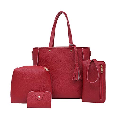 Car Pocket Handbag Holder between Seats Set Four Handbag Women Four Bag Pieces Bags Canvas Tote Bag Bulk (Red, One Size)