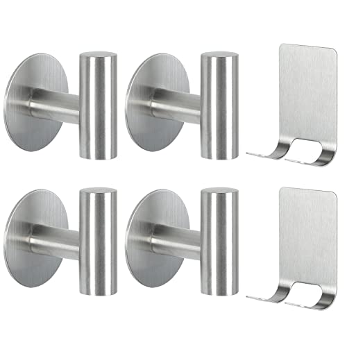 HADWER Towel Hooks 6 Pack - Silver Towel Hooks Heavy Duty Robe Hooks for Bathroom (Two Types of Hooks)