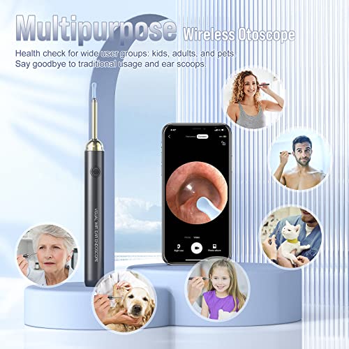 Ear Wax Removal, Ear Cleaning Kit with 1080P Camera, Ear Cleaner with Camera and Light, Ear Camera Wax Removal with 6 Ear Spoons, Ear Wax Cleaner for iOS & Android (Black)