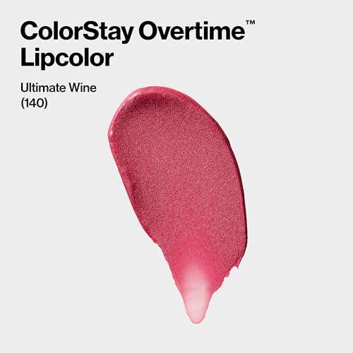 Revlon Liquid Lipstick with Clear Lip Gloss, ColorStay Overtime Lipcolor, Dual Ended with Vitamin E, 140 Ultimate Wine, 0.07 Fl Oz