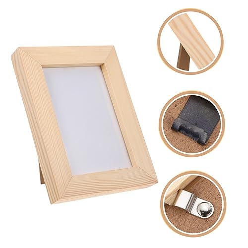 HOMSFOU 6pcs photo frame wood table decor tablescape decor natural wood frame picture frames stand photo display frame 5x7 picture frame Photo Holder Frame for Picture Frame for Photo nail