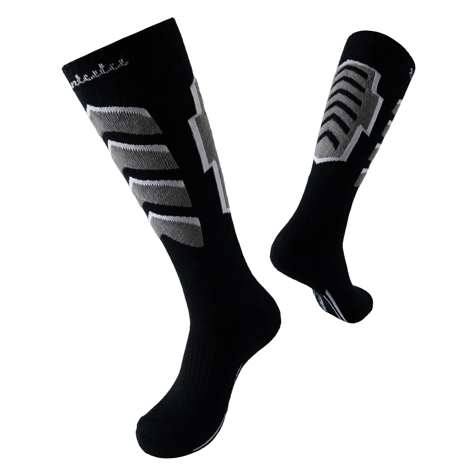 Bulinlulu Merino Wool Ski Socks 2 Pairs Pack for Skiing, Snowboarding, Hunting Hiking Cold Weather, Winter Performance Sport Socks(Black,Medium)