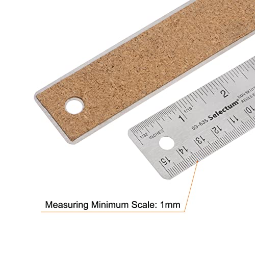 HARFINGTON 2pcs Stainless Steel Rulers with Non-Skid Backing 15cm/6" Inch and Metric Metal Ruler Straight Edge Measuring Tool