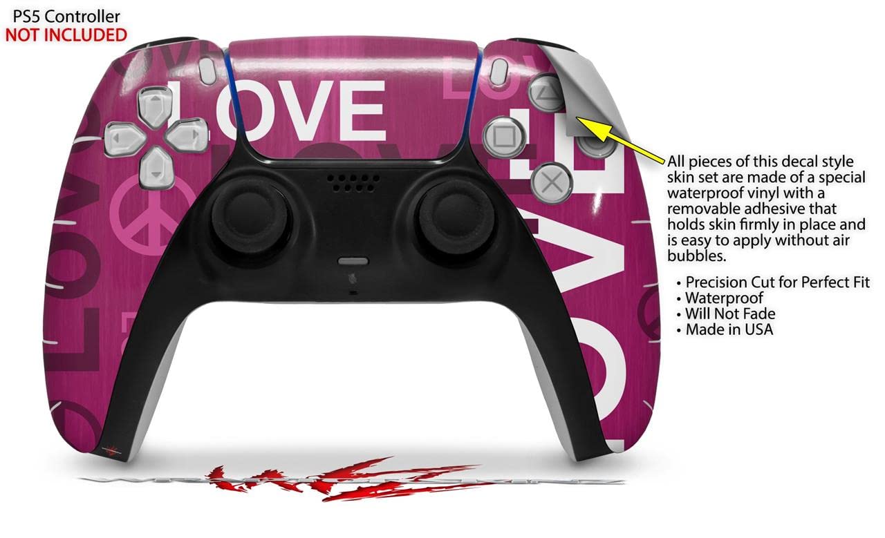 WraptorSkinz Skin Wrap compatible with Sony PS5 DualSense Controller Love and Peace Hot Pink (CONTROLLER NOT INCLUDED)