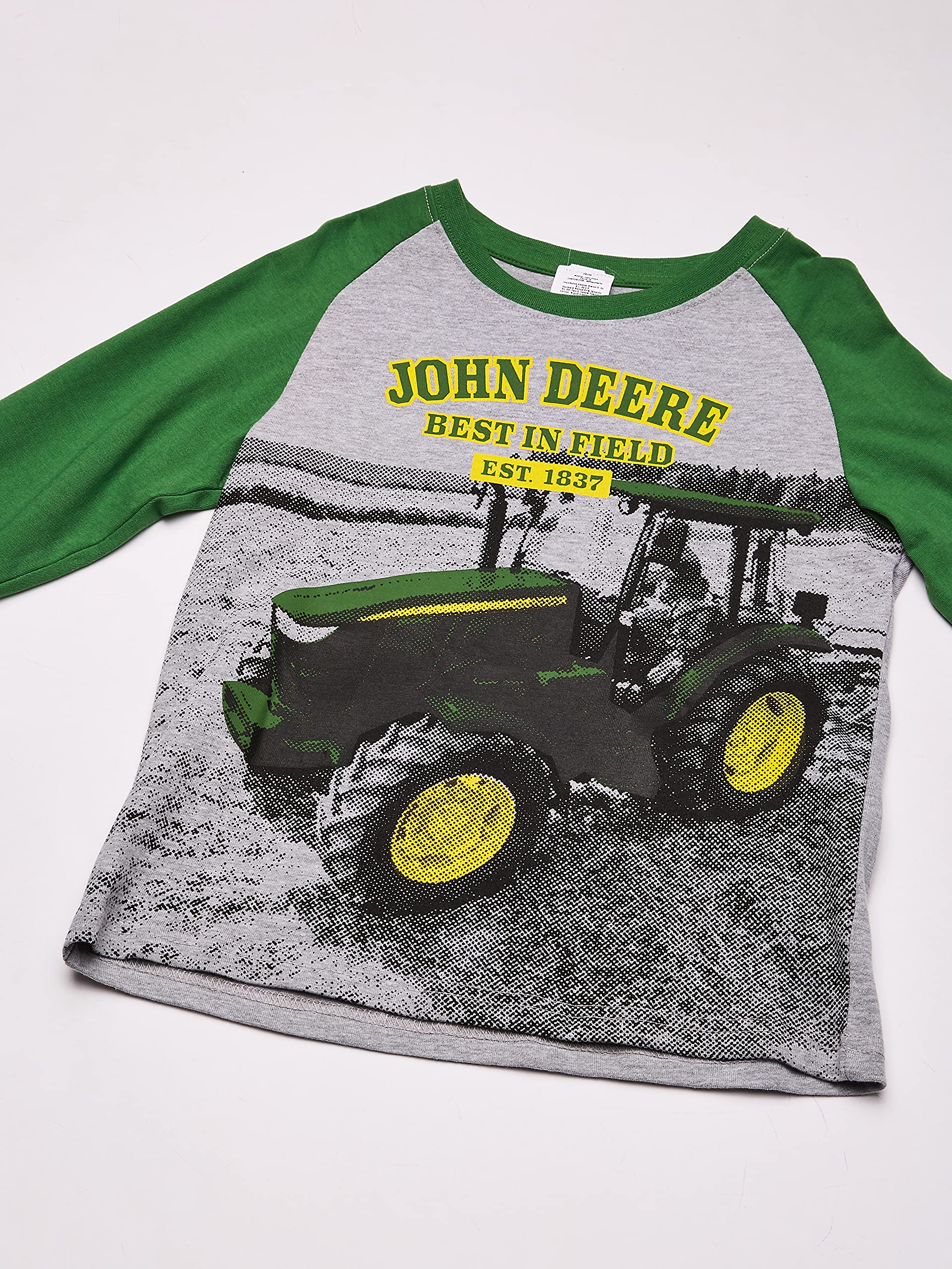 John Deere boys Long Sleeve Raglan Tee T Shirt, Green, 6-7 Years US