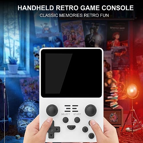 Handheld Games Retro Game Console 64G TF Card Buit in Games and Emulators Video Come Consoles 3.5 Inch IPS 640*480 Screen Support Linux System-White