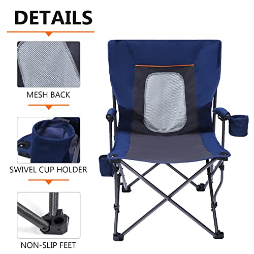 PORTAL Comfortable Portable Lawn Lightweight Foldable Outdoor Camp Chair for Adults, Supports up to 300 lbs, Blue