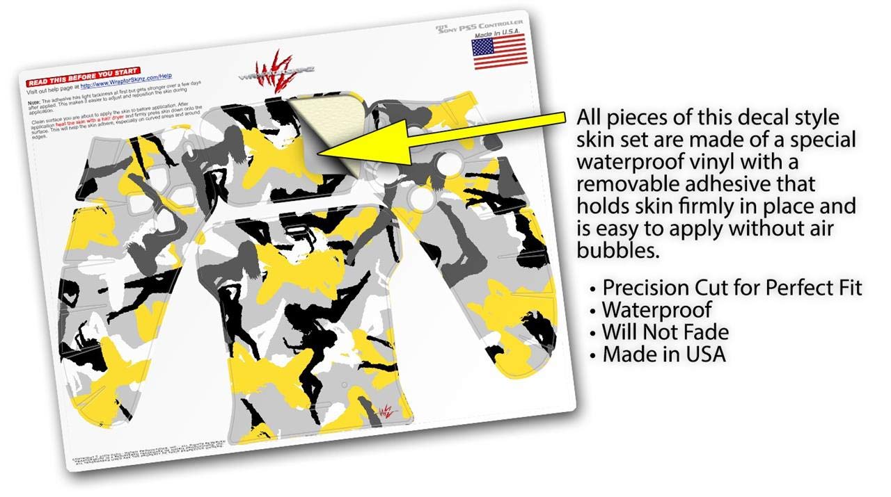 WraptorSkinz Skin Wrap compatible with Sony PS5 DualSense Controller Sexy Girl Silhouette Camo Yellow (CONTROLLER NOT INCLUDED)