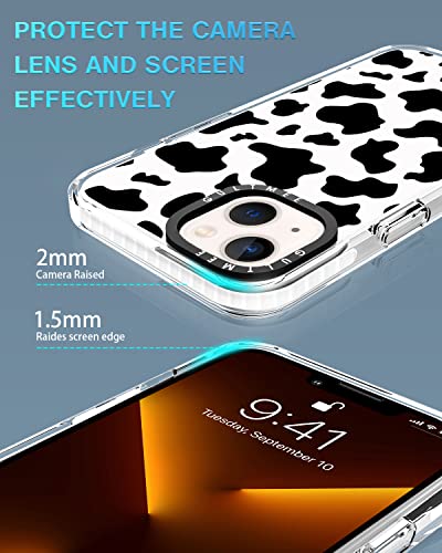 GULTMEE [3 in 1 Designed for iPhone 13 Case Cow Print with Built-in Bumper Shockproof Protective Phone Case Cover for iPhone 13 Cases 6.1" Tempered Glass Screen Protector + Camera Lens Protector