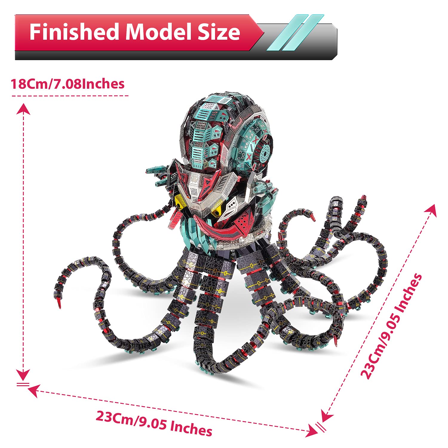 Microworld 3D Metal Puzzle, Mechanical Octopus Devil Challenge Metal Model Kits, Metal Kits Brain Teaser DIY Art Craft Home Decor Gift Toys for Adult Men