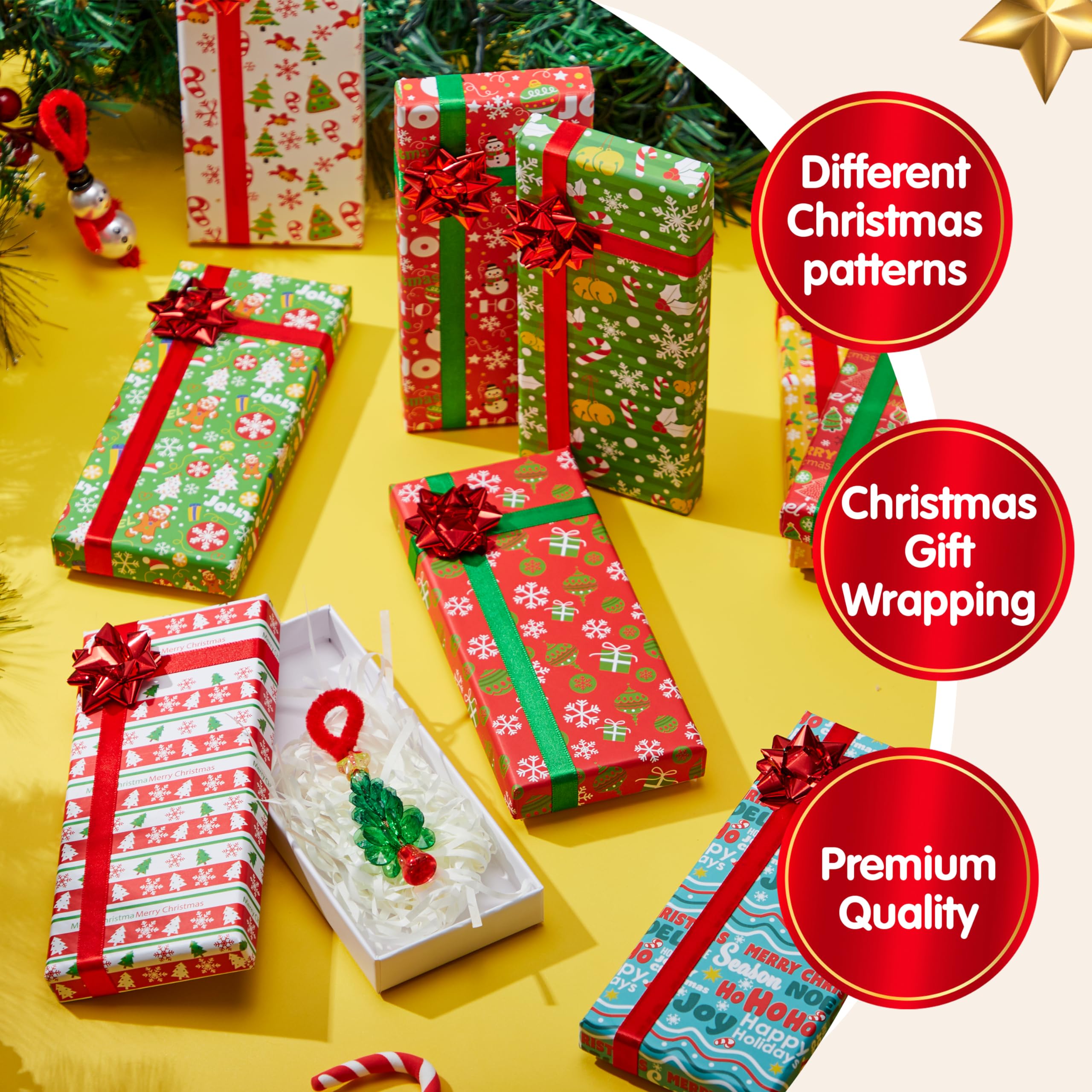 JOYIN 9PCS Present Gift Card Box with Bow, Christmas Cash Money Holder Boxes, Present Card Holder, Xmas Party Favor Gift Wrapping Boxes (6.5'' x 2.8'' x 0.8'')