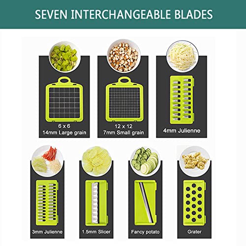 DLD Mandoline Slicer, Vegetable Chopper, Pro Food Chopper Vegetable Cutter and Dicers, Onion Chopper with Container, Vegetable Slicer and Chopper for - 8 Blades 1xCutting gloves