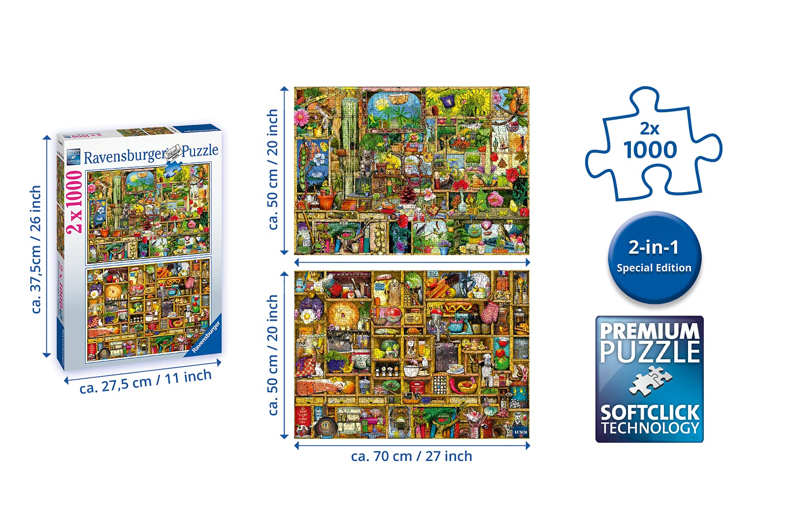 Ravensburger Colin Thompson 2X 1000 Piece Jigsaw Puzzles for Adults & Kids Age 14 Up [Amazon Exclusive]