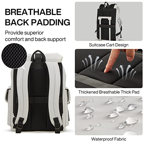 Mixi Travel Laptop Backpack for Women & Men Carry On Backpack fits 16'' Laptop, Waterproof Lightweight Casual Hiking Weekender Bags Rucksack,17 Inch, Interstellar White