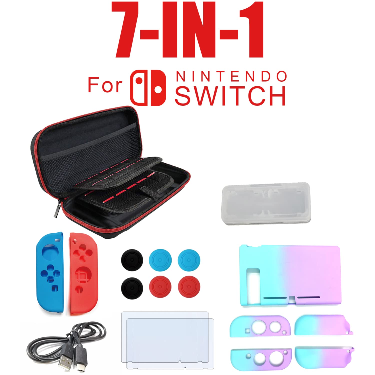 Nintendo Switch Fort nite Wildcat Edition with Yellow and Blue Joy-Con - 6.2" Touchscreen LCD Display, 32GB Internal Storage, 802.11AC WiFi, Bluetooth 4.1, Type-C - 7-in-1 Carrying Case
