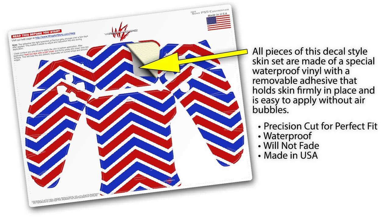 WraptorSkinz Skin Wrap compatible with Sony PS5 DualSense Controller Zig Zag Red White and Blue (CONTROLLER NOT INCLUDED)