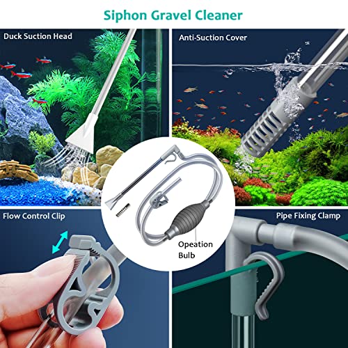 iPriro Glass Betta Aquarium Starter Kits Fish Tank with LED Light and Temp Display 1.5 Gallon, Top Filtration, Gravel Cleaners, Cleaner Tool 4 in 1