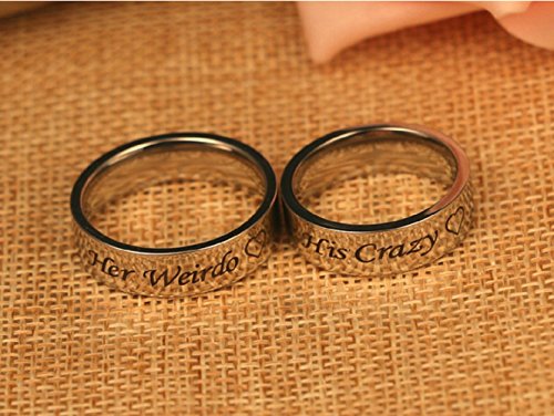 Blowin His Crazy Heart Ring Stainless Steel Engagement Wedding Band for Women (Her Size 9)
