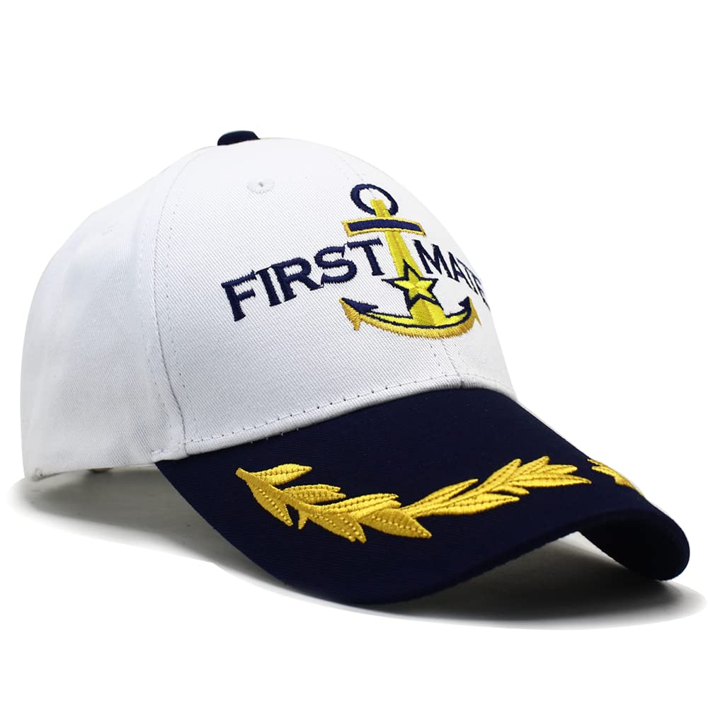 Blue Embroidered Adjustable First Mate Matching Skipper Boating Baseball Caps Nautical Marine Sailor Navy Hats (First Mate)