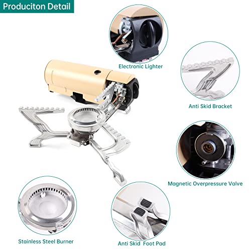 BRS Portable Butane Stove Foldable Camping Home Gas Burner with Carrying Bag (BRS-99) (Khaki)