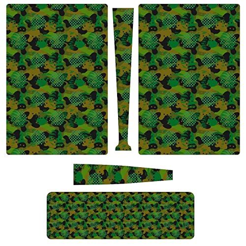 Camouflage Spots and Leaves Full Protective Skin Cover Design Wrap Decal Sticker Compatible with PS5 Digital Edition Console and Controller